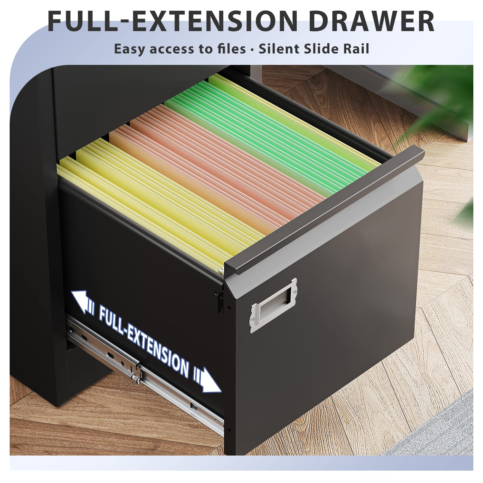 Anxxsu 2 Drawer File Cabinet, Filing Cabinets for Home Office, Metal Vertical File Storage Cabinet with Lock, Locking File Cabinet for A4 Legal/Letter, 15.1" W x 17.7" D x 28.7" H, Assembly Required