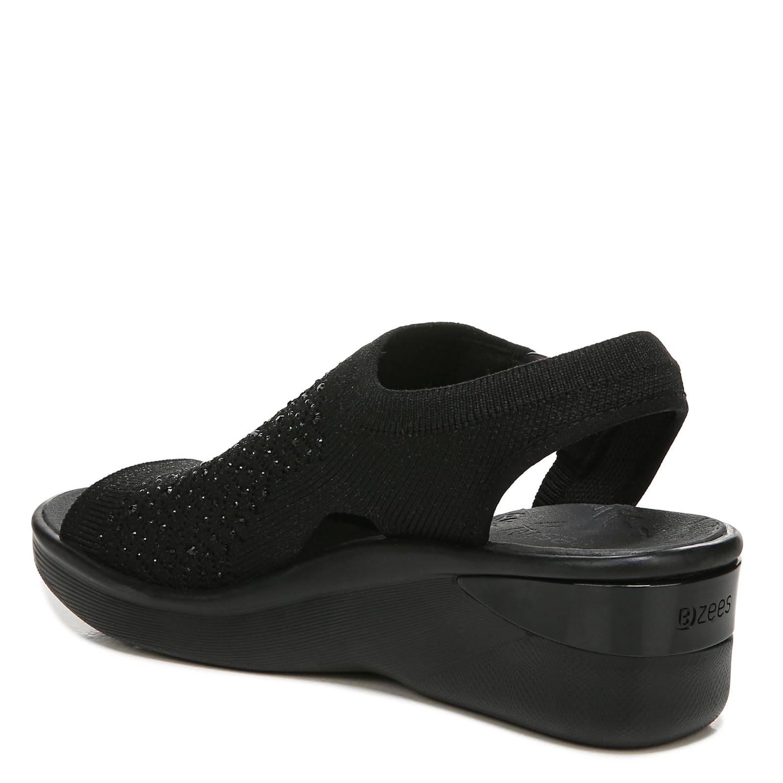 BZees Womens Star Bright Slingback Wedge Sandal, Black, 9 US