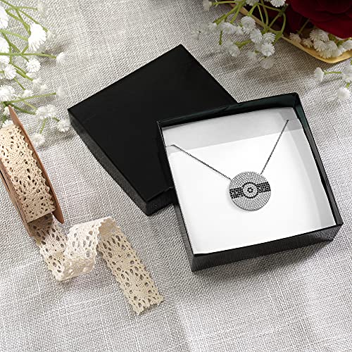 Cardboard Jewelry Boxes 10 Pack - 3.5"x3.5"x1" Bulk Cotton Filled Small Gift Boxes with Lids for Jewelry Packaging (Black Gloss)