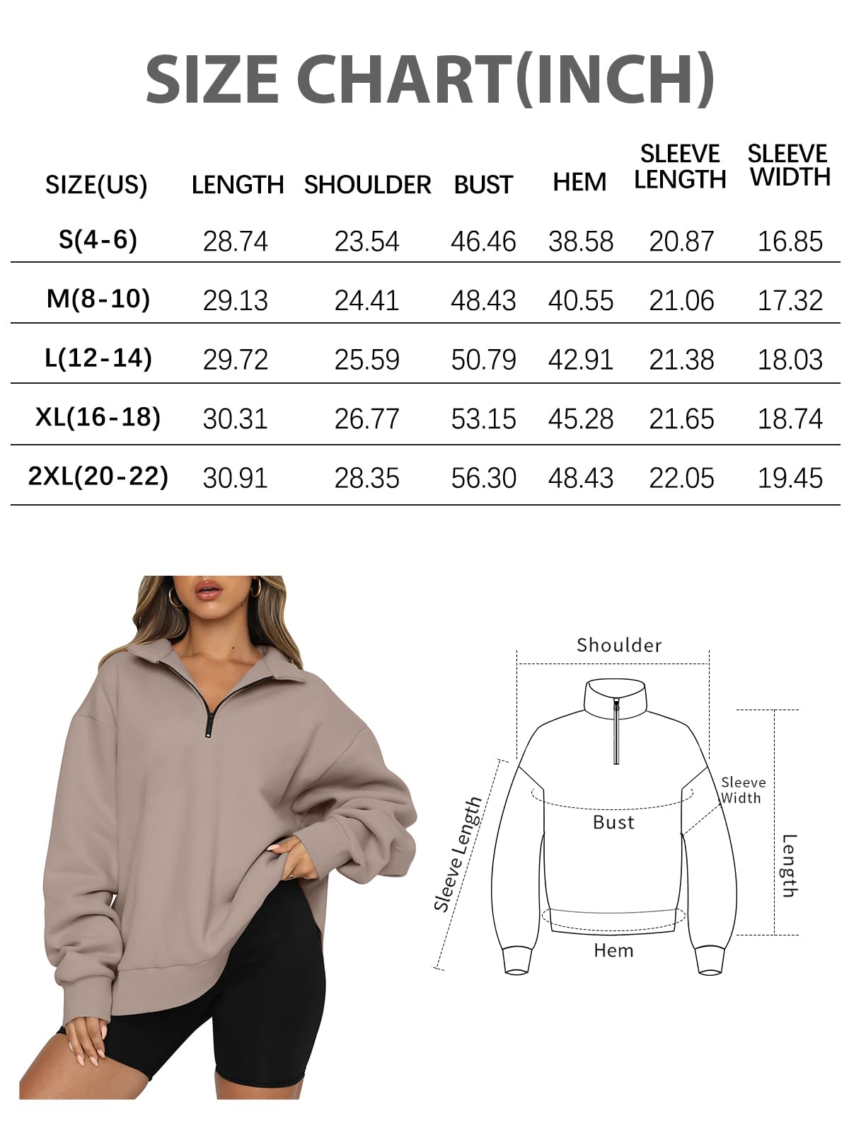 Trendy Queen Womens Oversized Sweatshirts Fall Fashion Hoodies Half Zip Pullover Long Sleeve Shirts Clothes Outfits Grey S