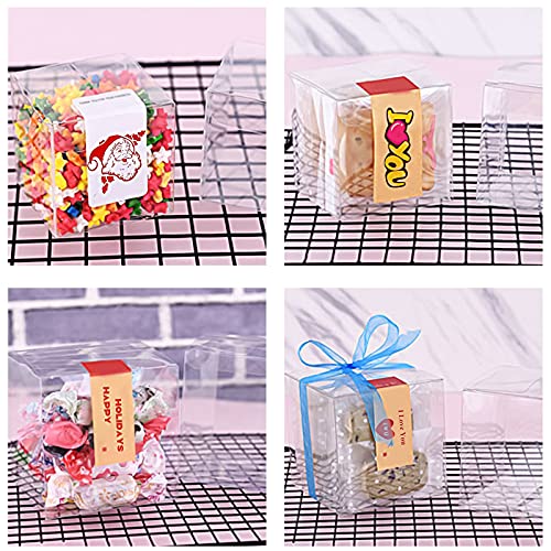 Oomcu 80 Pack Clear Plastic Favor Boxes,Transparent Macaron Cupcake Chocolate Candy Cookies Malt Balls Soap Gift Single Individual Packaging Boxes for Wedding Party Baby Shower Display(2" x 2" x 2")