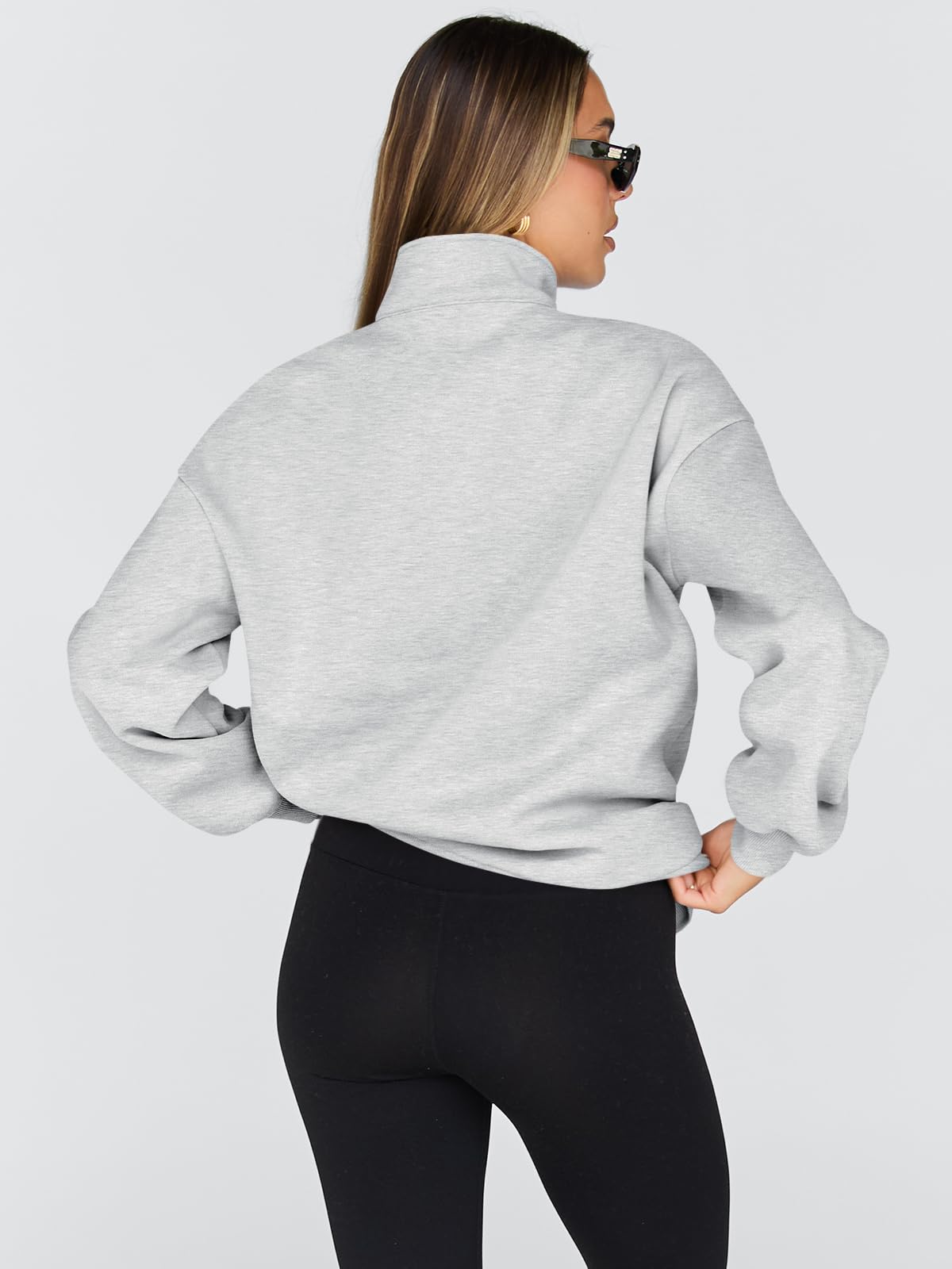 Trendy Queen Womens Oversized Sweatshirts Fall Fashion Hoodies Half Zip Pullover Long Sleeve Shirts Clothes Outfits Grey S
