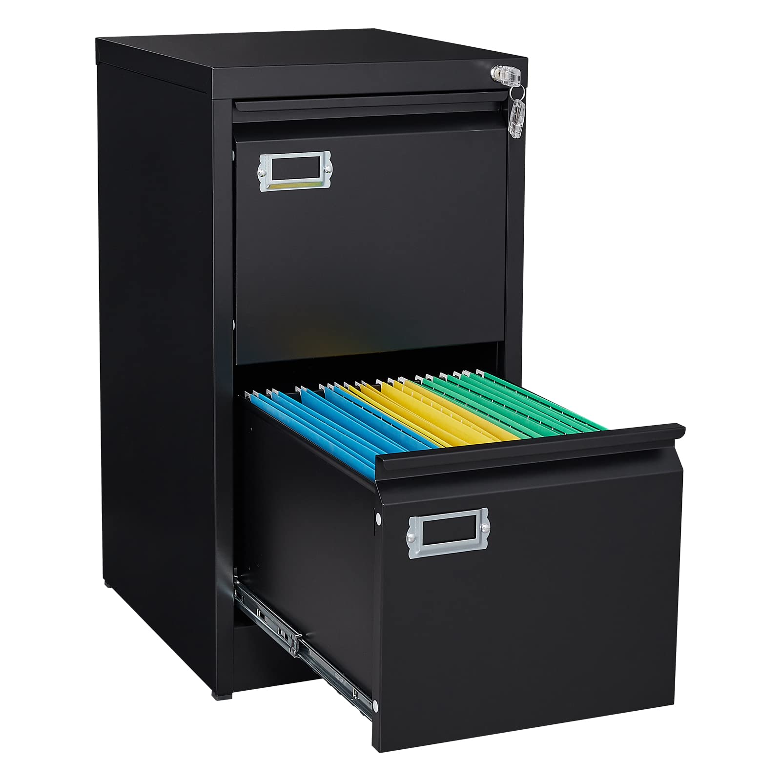 Anxxsu 2 Drawer File Cabinet, Filing Cabinets for Home Office, Metal Vertical File Storage Cabinet with Lock, Locking File Cabinet for A4 Legal/Letter, 15.1" W x 17.7" D x 28.7" H, Assembly Required