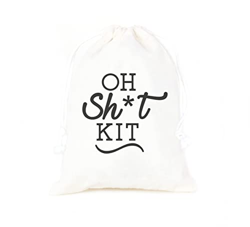 Oh Shit Kit Drawstring Hangover Bachelorette Kit Bags Cotton Muslin Drawstring Bags for Bridal Shower Hen's Party Kit Bag