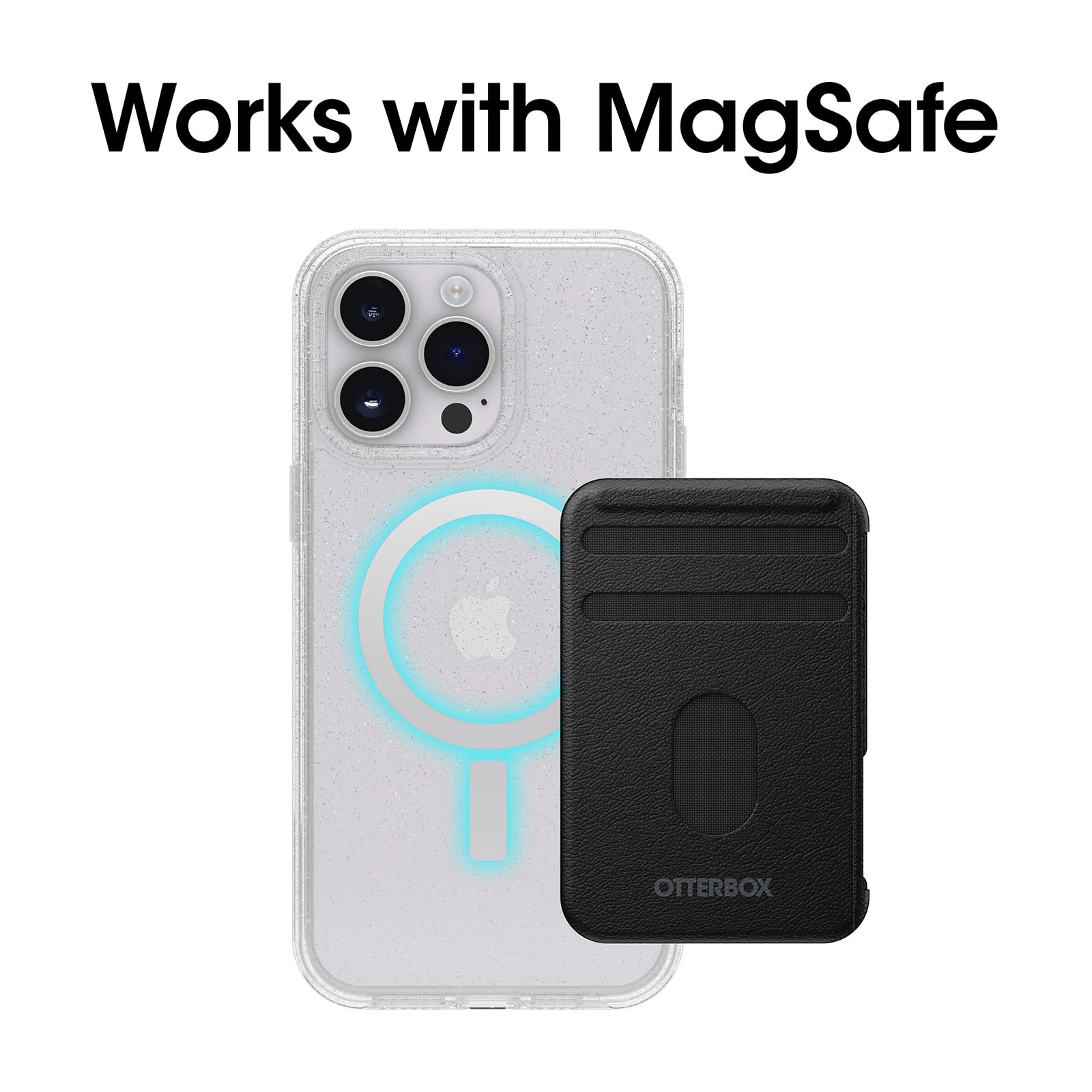 OtterBox iPhone 14 Pro Max (ONLY) Symmetry Series+ Case - Stardust (Clear/Glitter), Ultra-Sleek, Snaps to MagSafe, Raised Edges Protect Camera & Screen