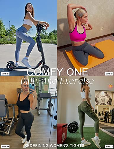 COMFY ONE Cargo Leggings with Pockets for Women High Waisted Elastic Yoga Workout Lounge Pants Dark GrayXL