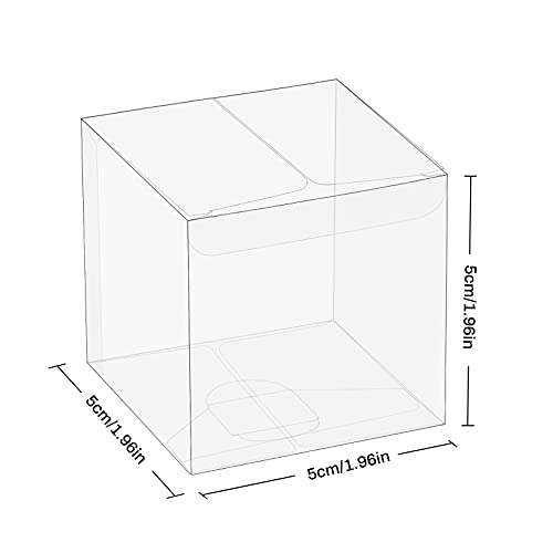 Oomcu 80 Pack Clear Plastic Favor Boxes,Transparent Macaron Cupcake Chocolate Candy Cookies Malt Balls Soap Gift Single Individual Packaging Boxes for Wedding Party Baby Shower Display(2" x 2" x 2")