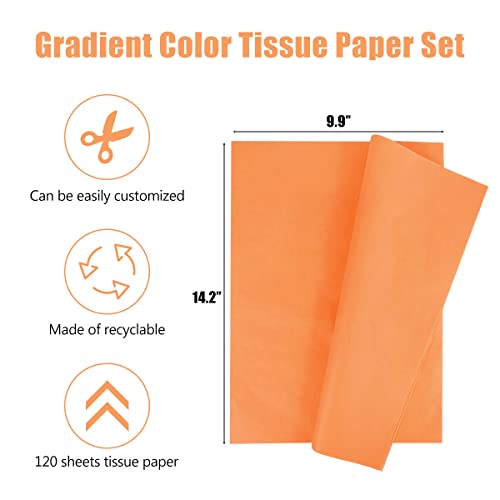120 Sheet Assorted Orange Thanksgiving Tissue Paper Bulk, 15 x 20 Inch Fall Paper Gift Wrap Tissue Paper Autumn Art Paper Crafts for Harvest Fall Thanksgiving DIY Craft Gift Bags Decorations