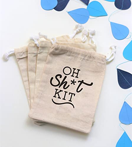 Oh Shit Kit Drawstring Hangover Bachelorette Kit Bags Cotton Muslin Drawstring Bags for Bridal Shower Hen's Party Kit Bag