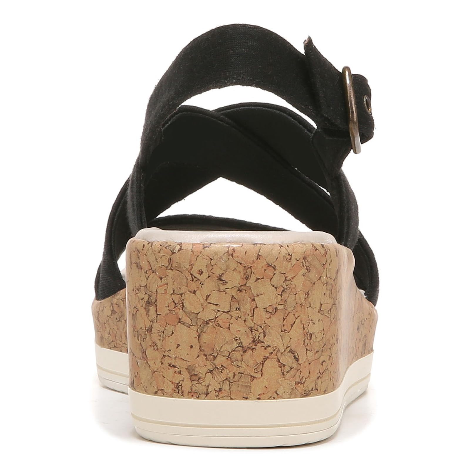 BZees Womens Radiant Cork Strappy Wedge Sandal, Black, 8 US