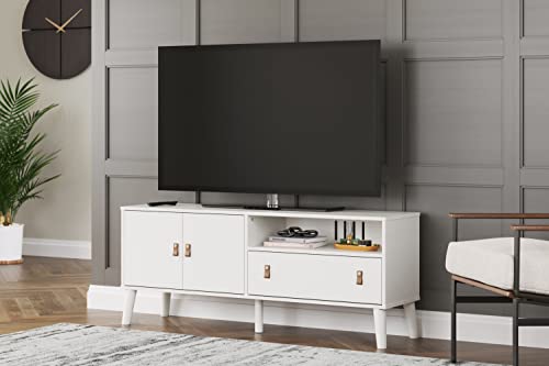 Signature Design by Ashley Aprilyn Contemporary Medium TV Stand up to 59" with 1 Drawer and 2 Shelves, White