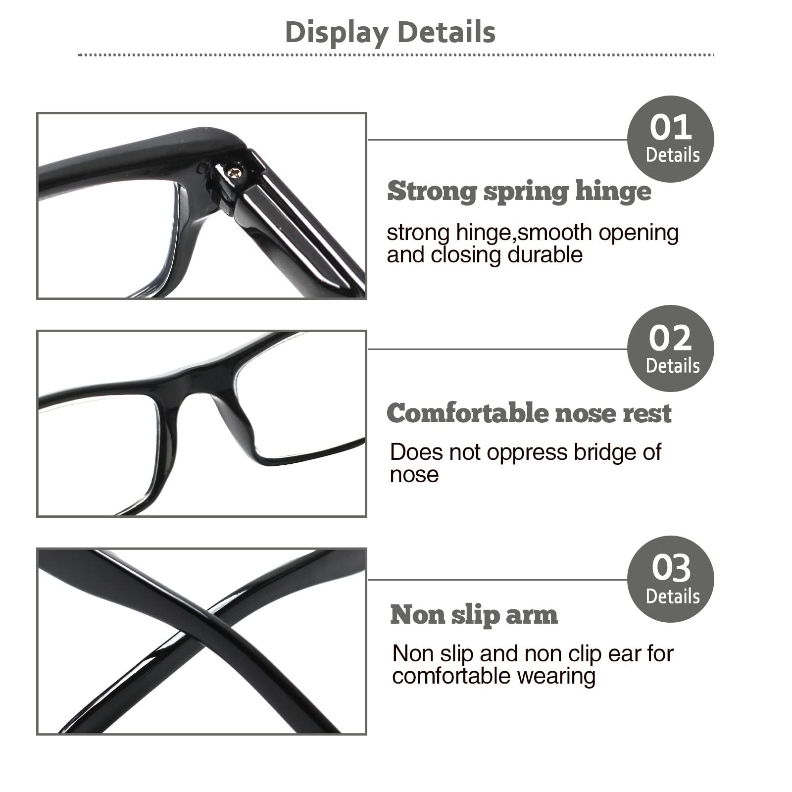 BIENCOOL 6 Pack Reading Glasses Traditional Frames for Men and Women Readers with Spring Loaded Hinges (6 Pack Black, 2.00, multiplier_x)