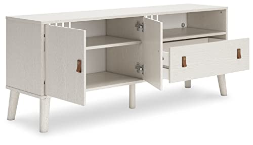 Signature Design by Ashley Aprilyn Contemporary Medium TV Stand up to 59" with 1 Drawer and 2 Shelves, White