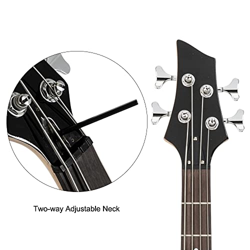Ktaxon Electric Bass Guitar Burning Fire Style Bass Set with Portable Bass Bag, Adjustable Guitar Strap, Amp Wire, Wrench Tool, Plectrum(Brown)