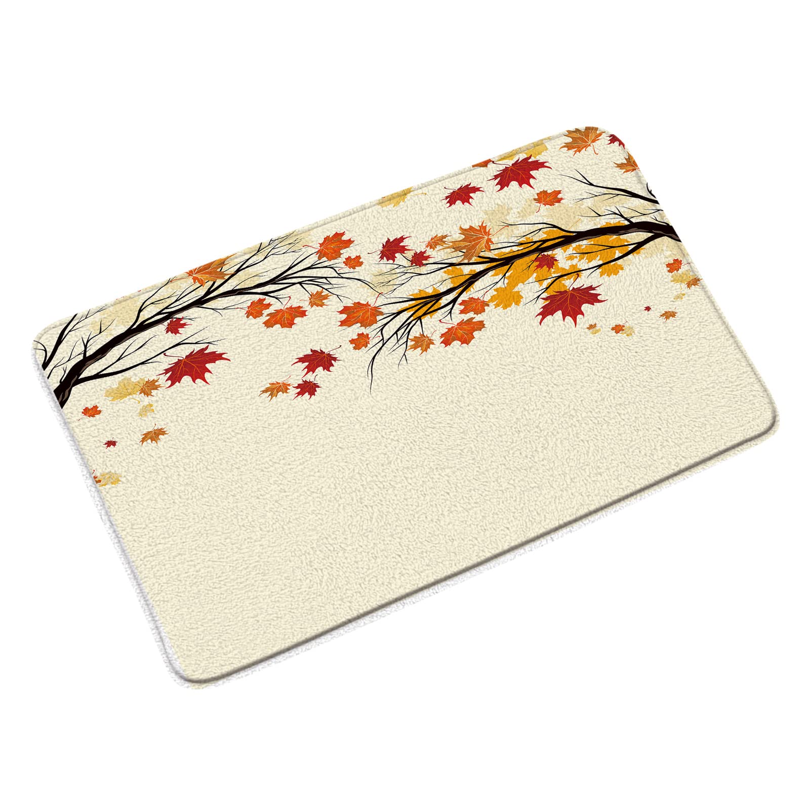 BBIOKD Maple Leaf Bath Mat Autumn Maple Tree Leaves Fall Season Woods Fire Red Gold Orange Foliage Thanksgiving Bathroom Rug Bedroom Decor Kitchen Toilet Office Door Rugs Soft Memory Foam