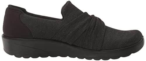 BZees Women's Glimmer Slip-Ons Loafer, Black Shimmer, 8 Wide