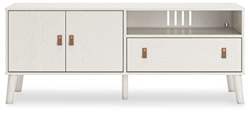 Signature Design by Ashley Aprilyn Contemporary Medium TV Stand up to 59" with 1 Drawer and 2 Shelves, White