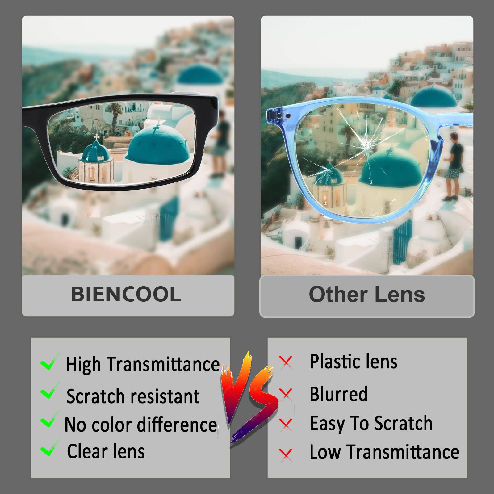 BIENCOOL 6 Pack Reading Glasses Traditional Frames for Men and Women Readers with Spring Loaded Hinges (6 Pack Black, 2.00, multiplier_x)