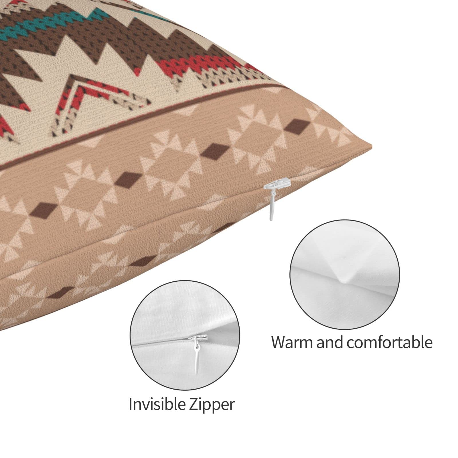 Southwest Geometric Aztec Pillow Case Queen Size - Soft Pillowcase 20x30 Inch Durable Easy Care Decorative Bed Pillow Protectors Covers for Skin and Hair