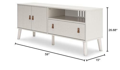 Signature Design by Ashley Aprilyn Contemporary Medium TV Stand up to 59" with 1 Drawer and 2 Shelves, White