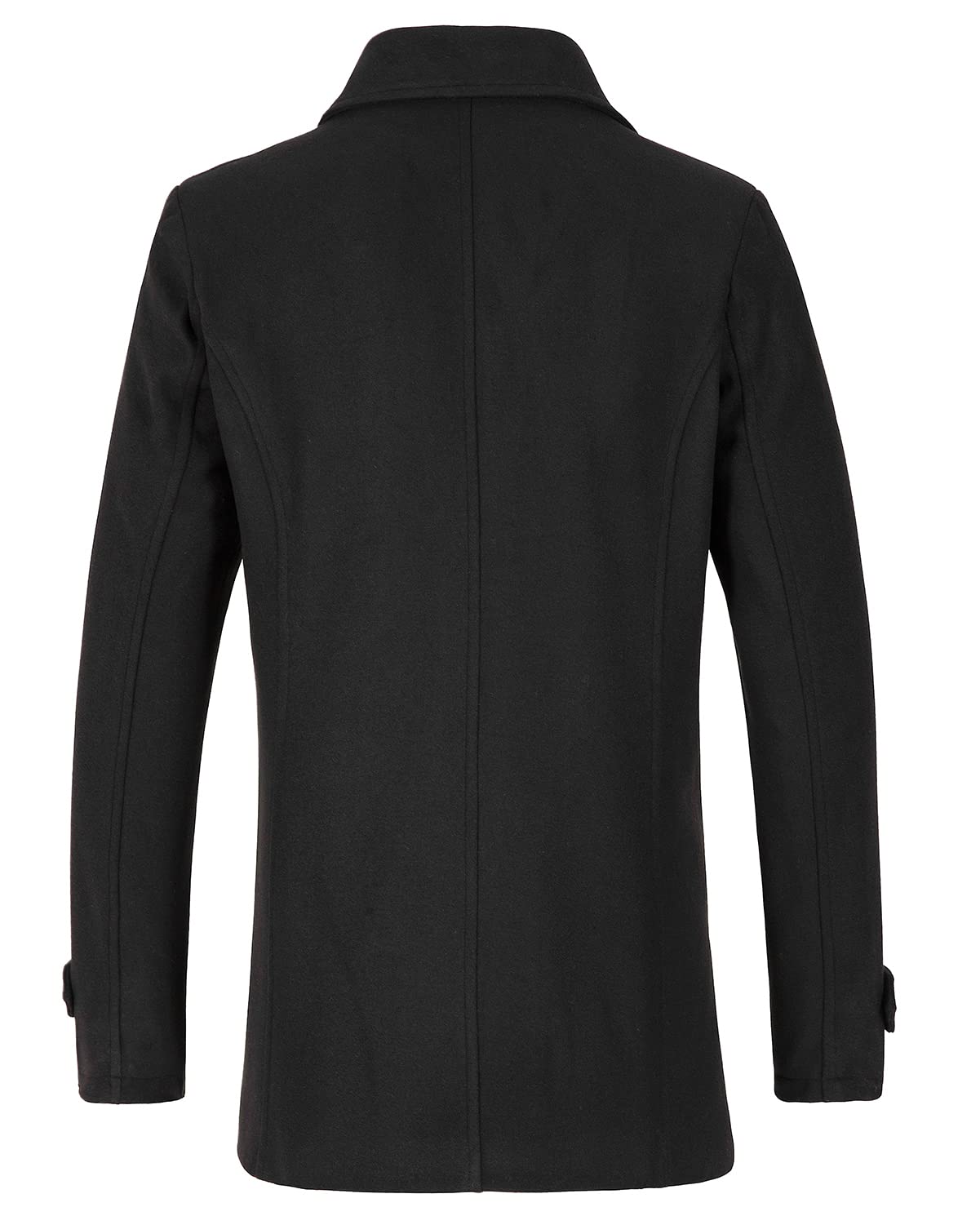 Lisskolo Men's Woolen Coat Slim Fit Winter Warm Pea Coat Wool Outwear Jacket Black XS
