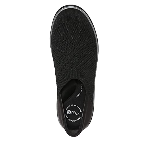 BZees Women's Triumph Slip-On Sneaker, Black, 9 Wide