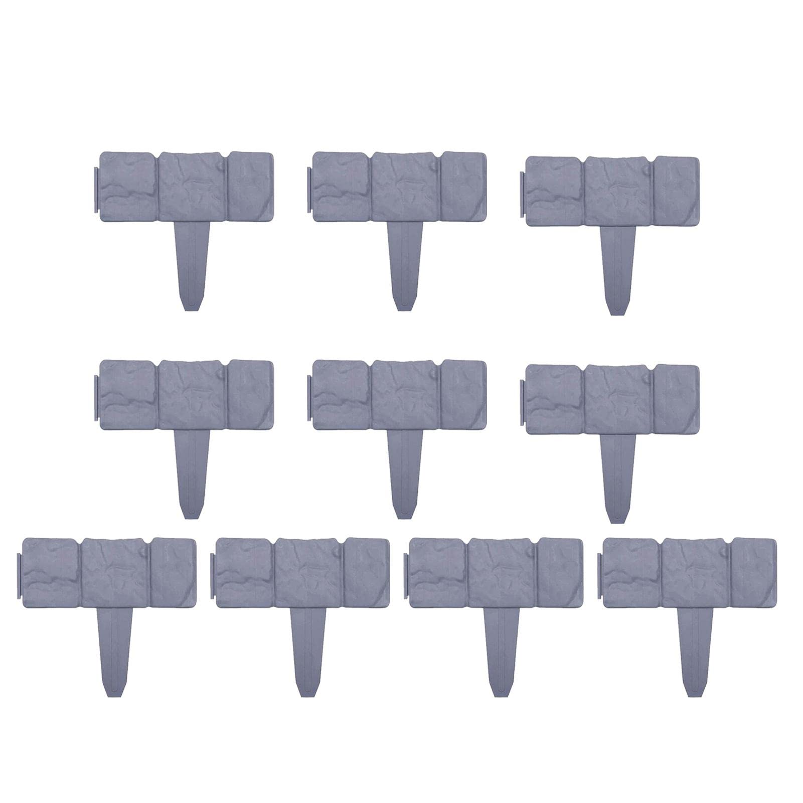 Uwariloy Garden Landscape Edging Border, 10pcs Decorative Flower Bed Edging, Plas-tic Imitation Stone Effect Borders and Edging Fences for Landscaping, Interlocking Lawn Edging for Outdoor Patio Yard