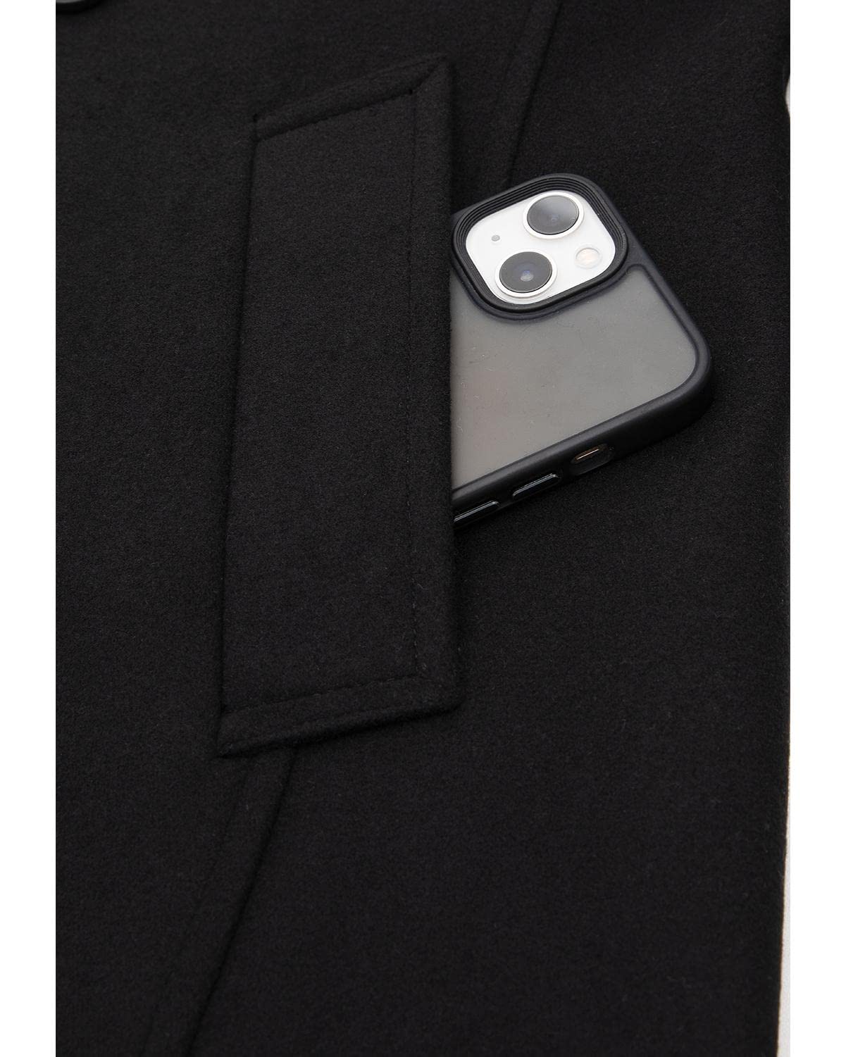 Lisskolo Men's Woolen Coat Slim Fit Winter Warm Pea Coat Wool Outwear Jacket Black XS