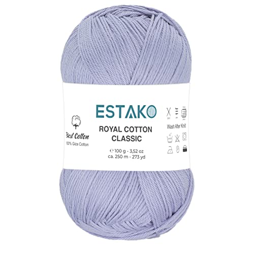 Estako Royal Cotton Classic, 100% Giza Cotton Yarn, Soft, Super Fino 1 for Crochet and Knitting 3.52 Oz (100g) / 273 Yrds (250m) (4071)