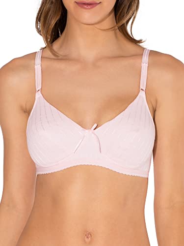 Fruit of the Loom Women's Lightly Lined Wire-Free Bra, White/Bittersweet Pink, 34B