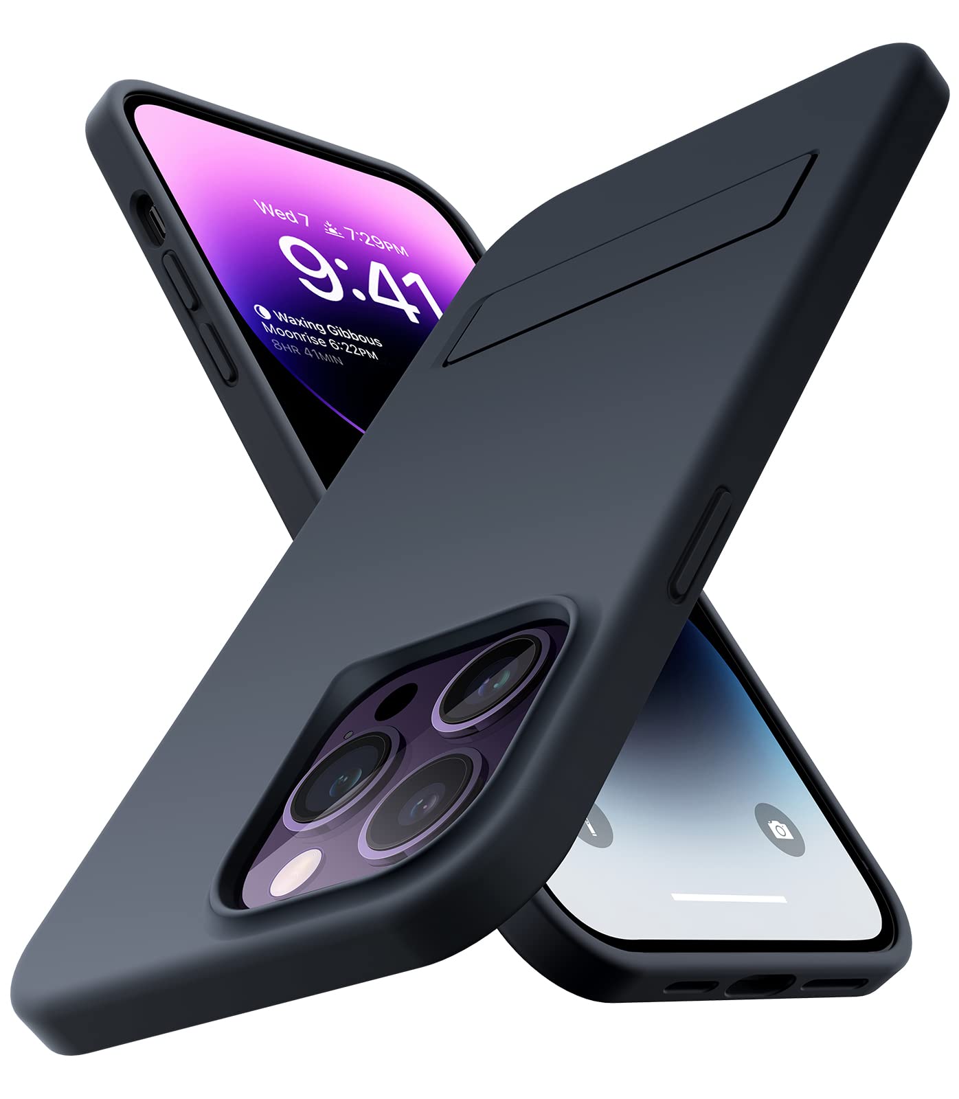 TORRAS Designed for iPhone 14 Pro Max Case with Stand, [10FT Military Grade Drop Protection] [3 Stand Ways Kickstand] Slim Soft-Touch Silicone Anti-Scratch for iPhone 14 Pro Max Phone Case, Black