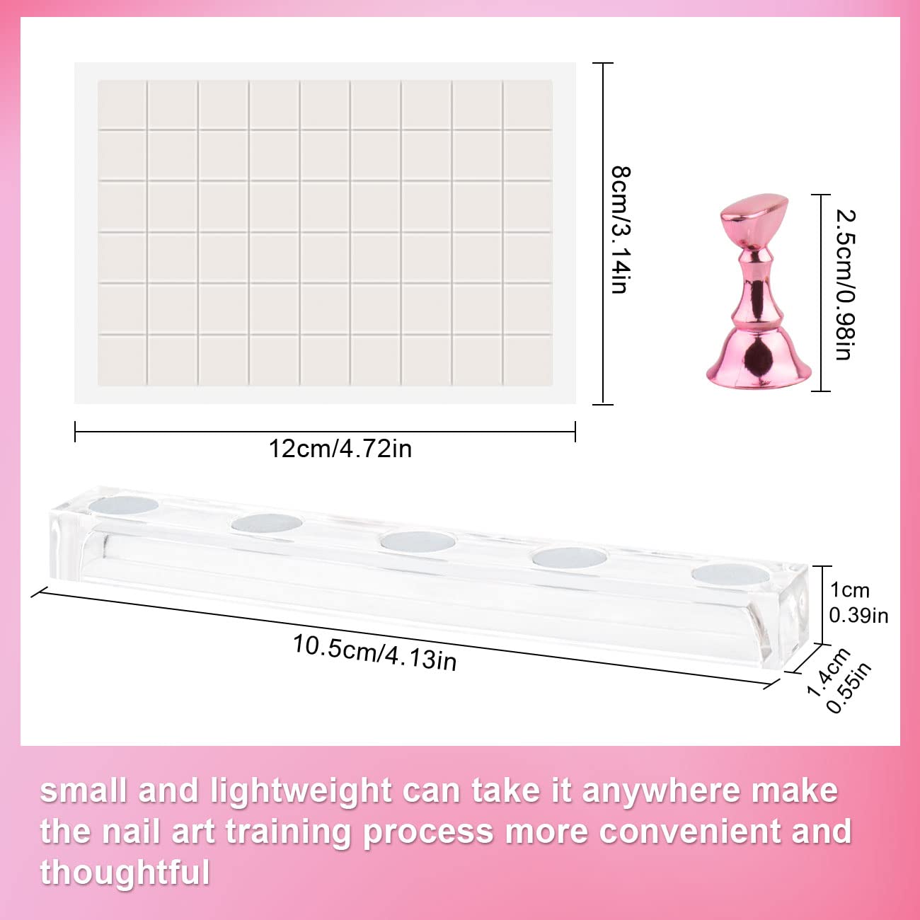 Difenni Nail Stands Acrylic Nail Art,Press on Nail Stand Magnetic Nail Tips Practice Holder 54 Pcs Reusable Adhesive Putty for DIY Painting(Pink