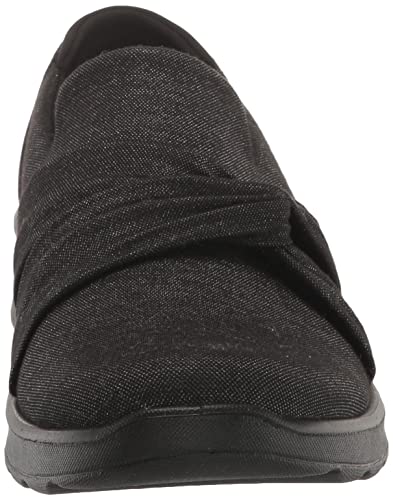 BZees Women's Glimmer Slip-Ons Loafer, Black Shimmer, 7.5 Wide