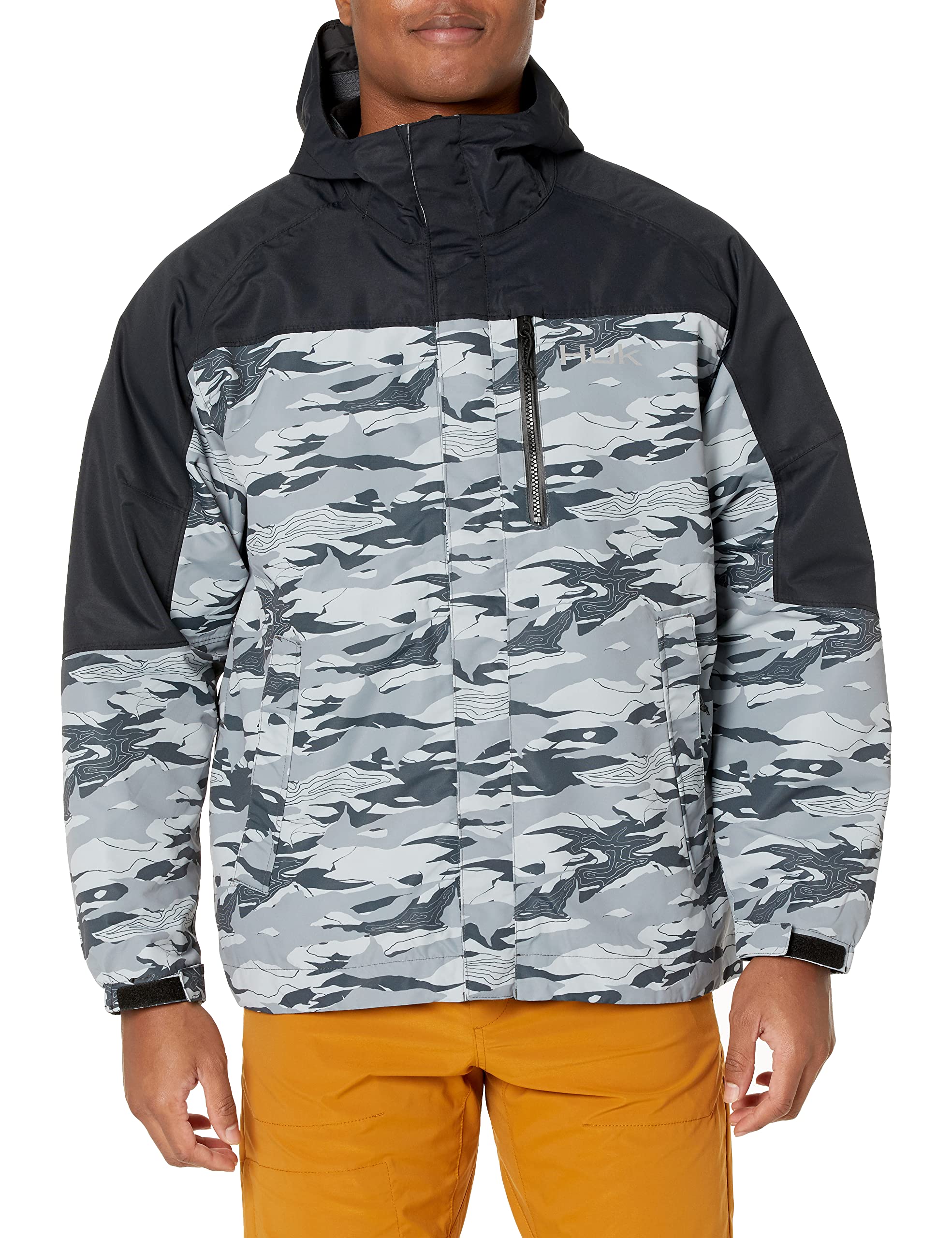 HUK Men's Grand Banks, Waterproof Heavy Duty Rain Jacket, Volcanic Ash, Large