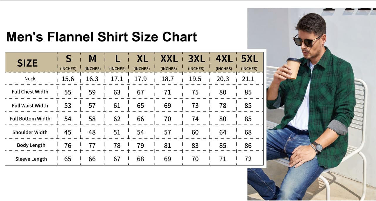 Damipow Flannel Shirt for Men Button Down Long Sleeve Shirts Plaid Flannels Men Shirt,Grey,L