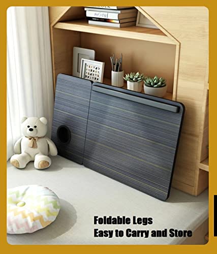 Laptop Desk for Bed Couch,Lap Desk for Laptop,Portable Laptop Stand for Desk,Small Adjustable Laptop Desk,Foldable Bed Table for Laptop and Writing, Bed Tray Table with Cup Holder(Black)