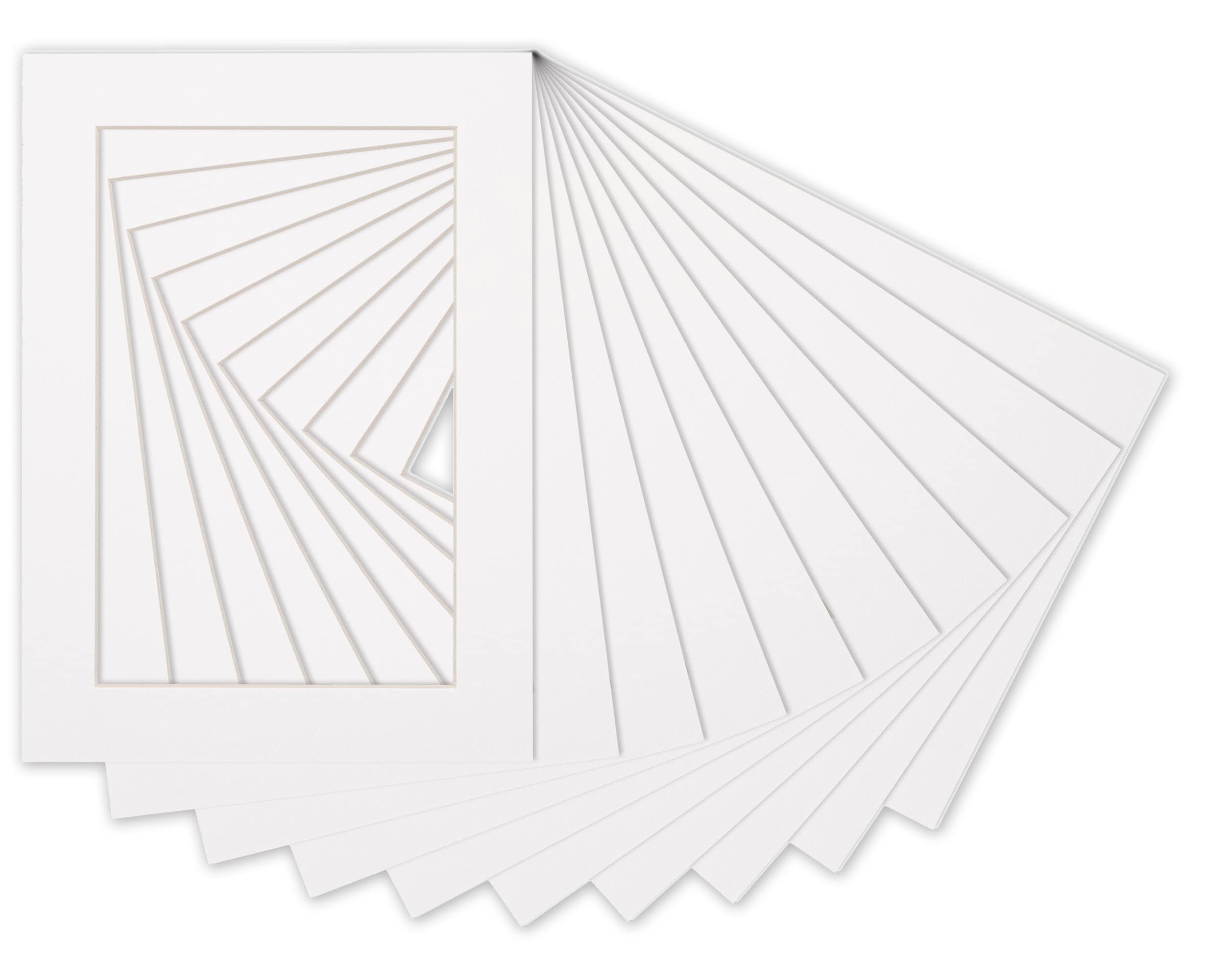 11x14 Mat Bevel Cut for 9x11 Photos - Acid Free White Precut Matboard - For Pictures, Photos, Framing - 4-ply Thickness