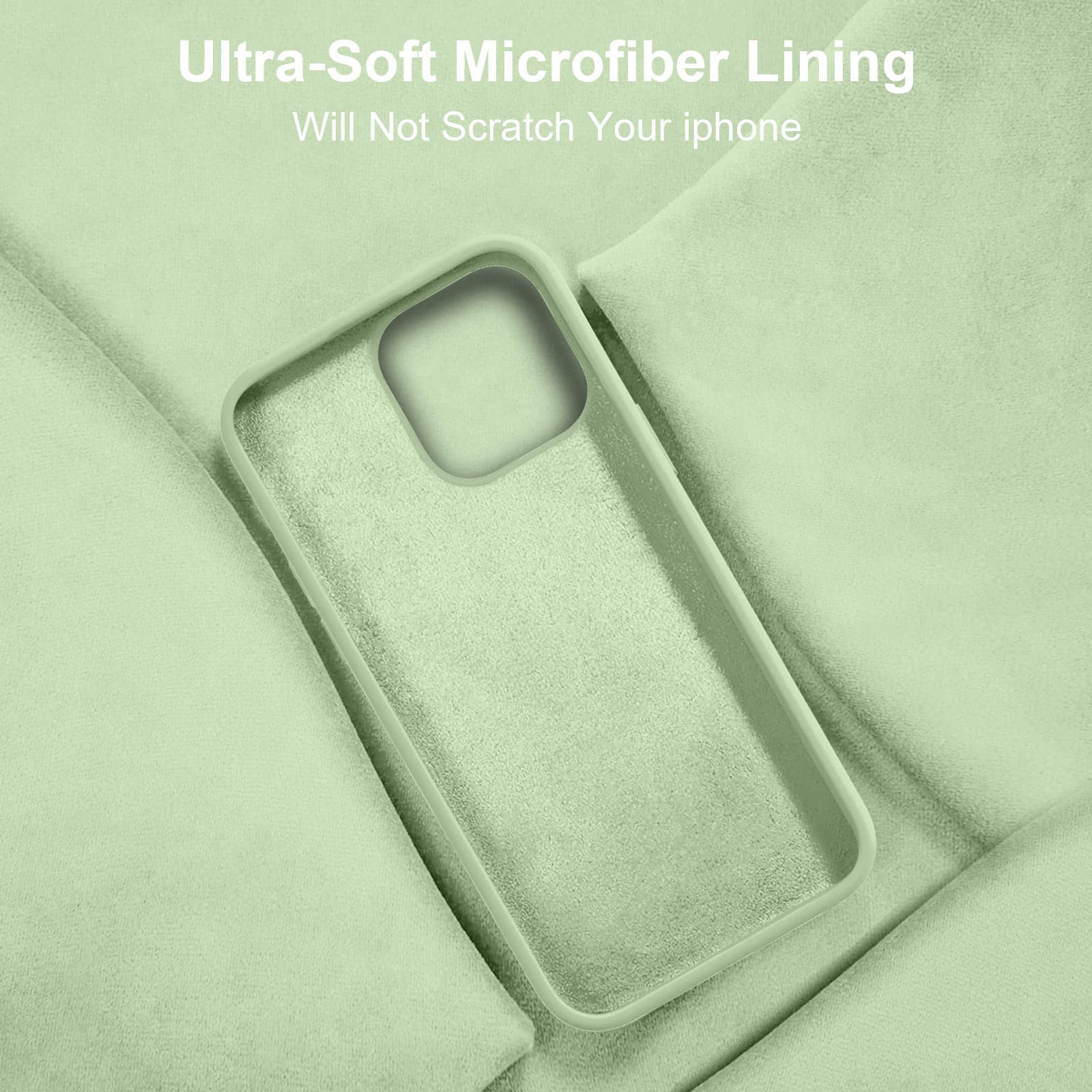 Vooii Compatible with iPhone 14 Pro Max Case, Upgraded Slim Liquid Silicone Case, [Anti-Scratch Soft Microfiber Lining] Full Covered Soft Gel Rubber 14 Pro Max iPhone Case 6.7 inch - Matcha