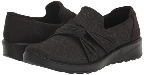 BZees Women's Glimmer Slip-Ons Loafer, Black Shimmer, 7.5 Wide