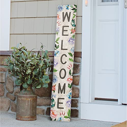 My Word! Welcome Spring Flowers & Butterflies Porch Sign - Engineered Wood, 8x46.5in, Farmhouse Style