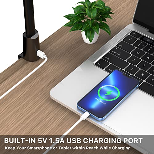 Levotar Led Desk Lamp, 24W Eye-Caring Architect Desk Lamps for Home Office, 1800LM Large Auto Dimming Overhead Desk Light with USB Charging Port, 45 Minutes Timer, 5 Color Modes