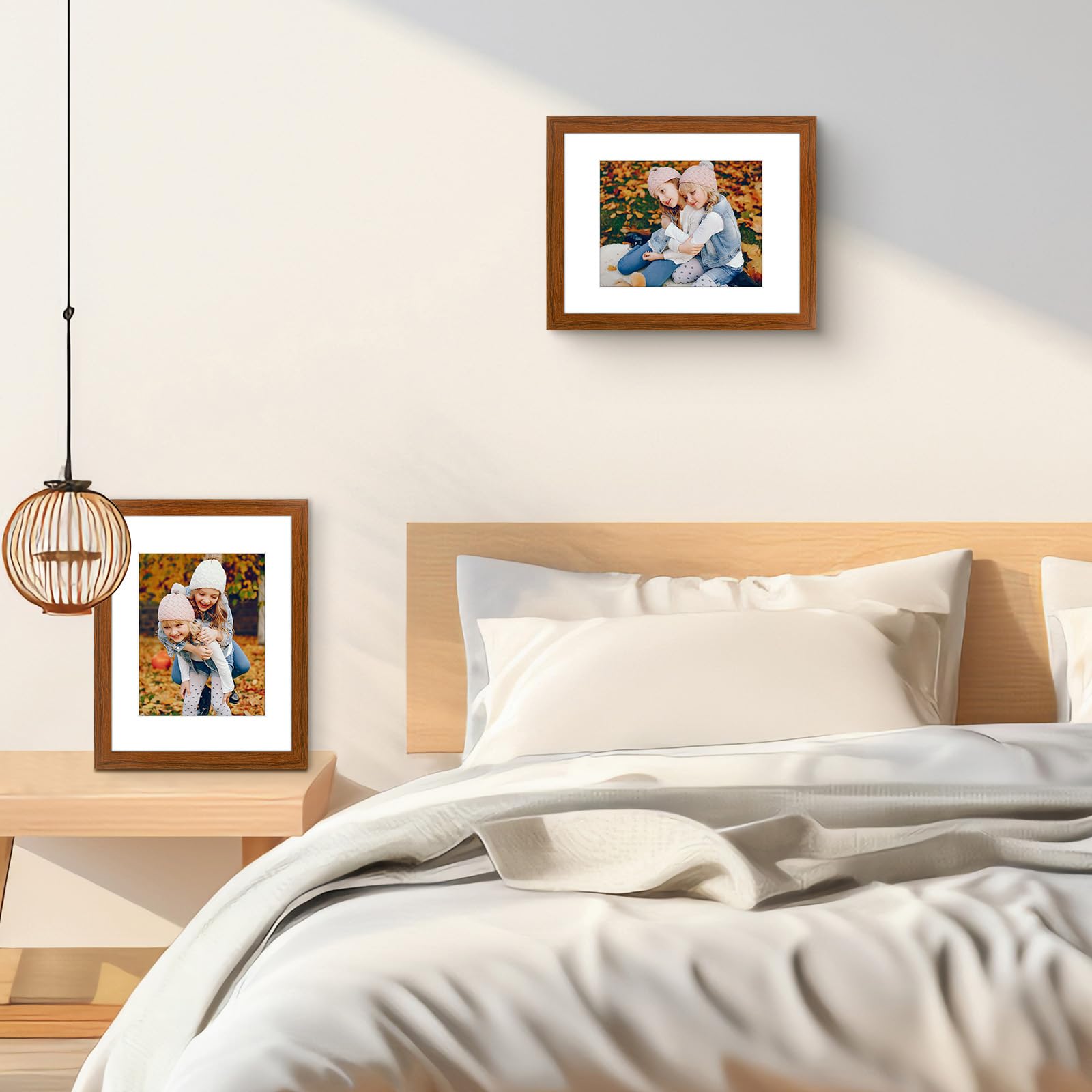 Golden State Art, 11x14 Picture Frame Brown - Solid Wood with Tempered Glass - Display Pictures 8x10 with Mat or 11x14 without Mat - Wall Hanging Photo Frame, 1 Pack