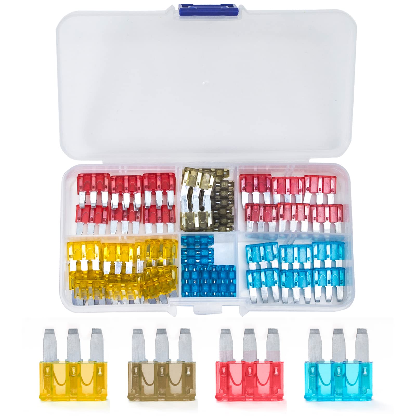 SINBRLAI AMP Micro 3 Fuse, 3 Prong Micro Blade Fuse, Applicable to The Maintenance, Replacement of Car, Automobile Trucks, Ships, Automotive Lighting (60PCS)