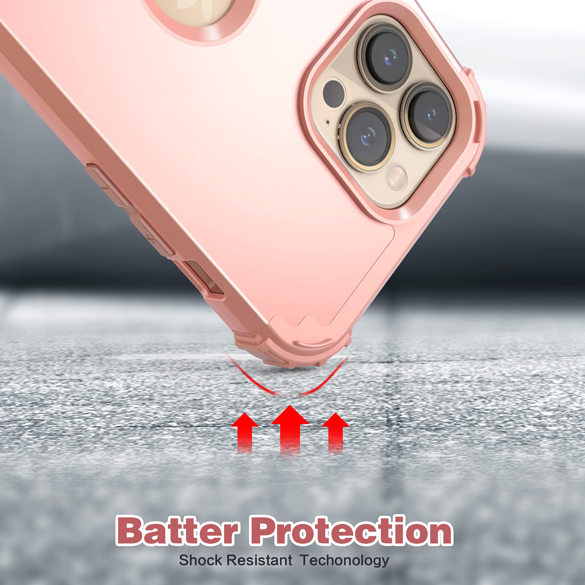 IDweel for iPhone 14 Pro Max Case,for iPhone 14 Pro Max with Screen Protector for Women, 3 in 1 Shockproof Slim Fit Hybrid Heavy Duty Hard PC Cover Soft Silicone Bumper Full Body Case,Rose Gold