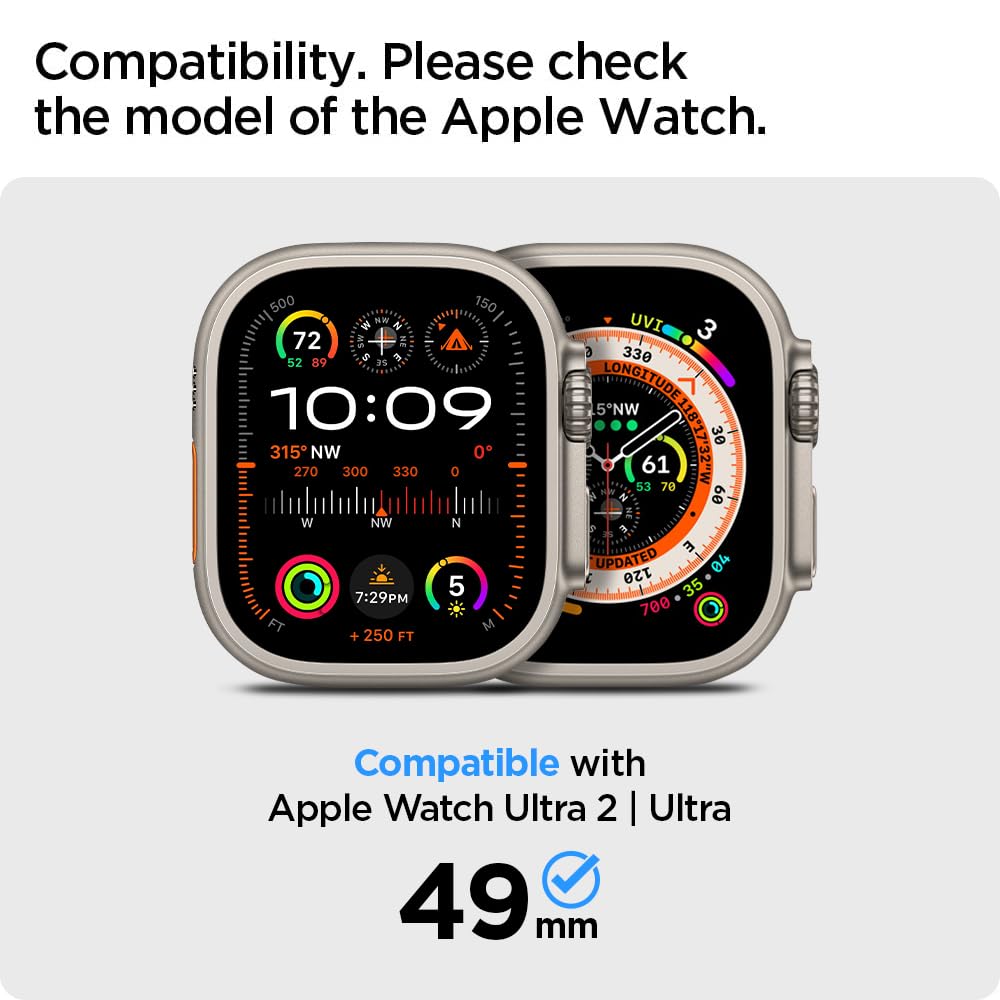 Spigen Ultra Hybrid Designed for Apple Watch Ultra 2/1 49mm Case with Full Coverage Screen Protector - Crystal Clear
