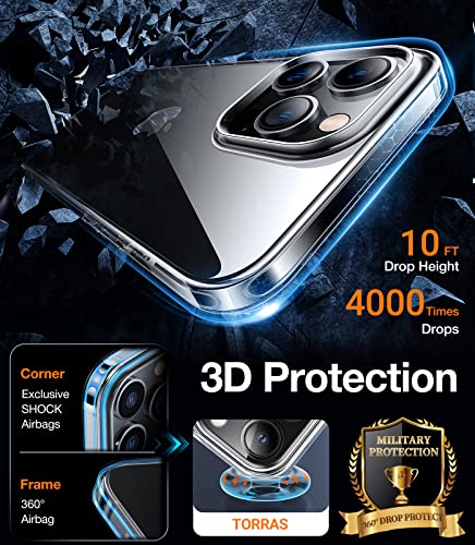 TORRAS Crystal Clear Designed for iPhone 14 Pro Max Case, [Ultra-Thin] [Anti-Yellowing] [Military Drop Protective] Slim Soft Silicone TPU Cover for iPhone 14 ProMax Case 6.7 Inch, Clear