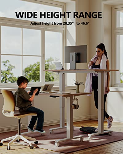 BANTI Standing Desk, 48 x 24 Inch Electric Stand up Height Adjustable Home Office Table, Sit Stand Desk with Splice Board, Maple
