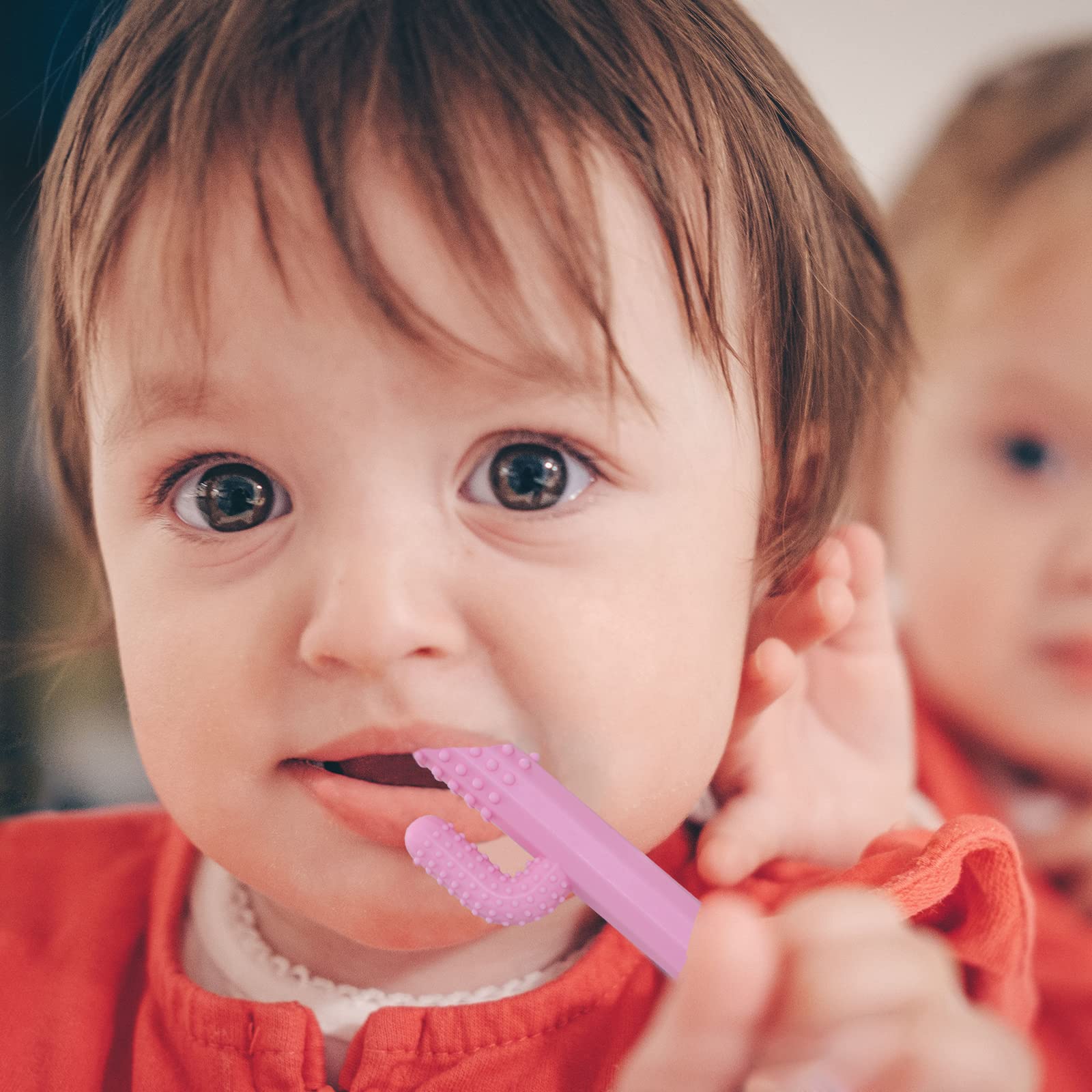 Hollow Teething Tubes Toys for Babies Girls Boys, 5 Pack Silicone Baby Teether Toy Tube for Infants with Nursing Biting Chewing, Chew Straws for Toddlers 6-12 Months (Style D)