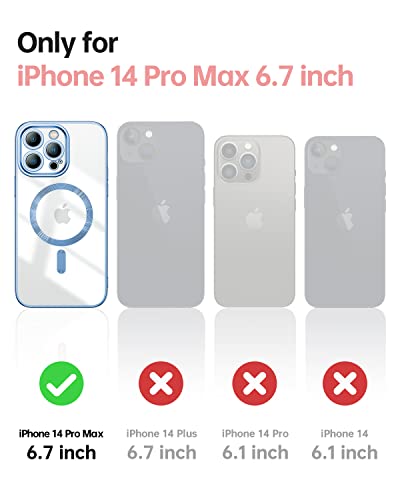 Meifigno Candy Mag Series Designed for iPhone 14 Pro Max Case, [Compatible with MagSafe & Full Camera Lens Protection] for Women Girls, Soft Magnetic Case for iPhone 14 Pro Max 6.7’’, Blue
