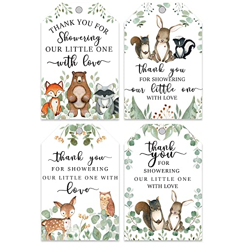Woodland Baby Shower Favor Tags, Animal Birthday Party Gift Tags, Woodland Hanging Gift Tags with String